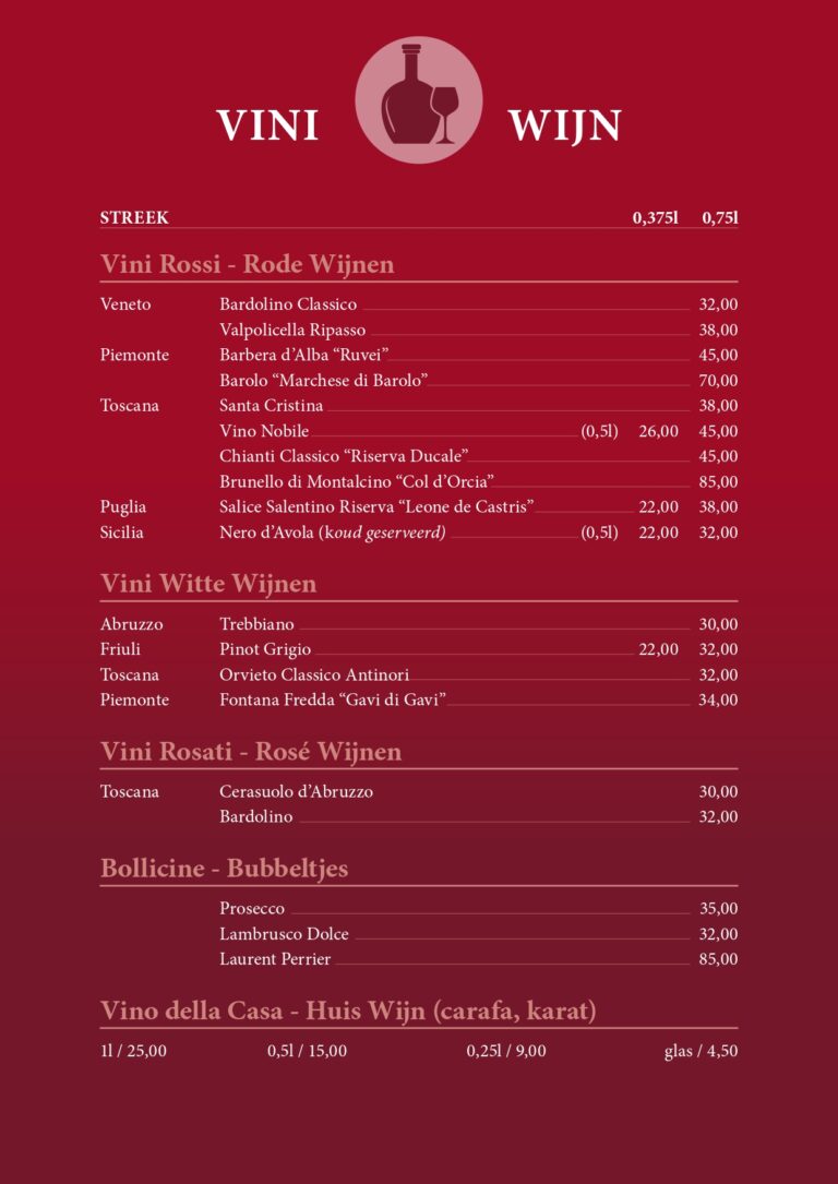Menu – Pagliacci